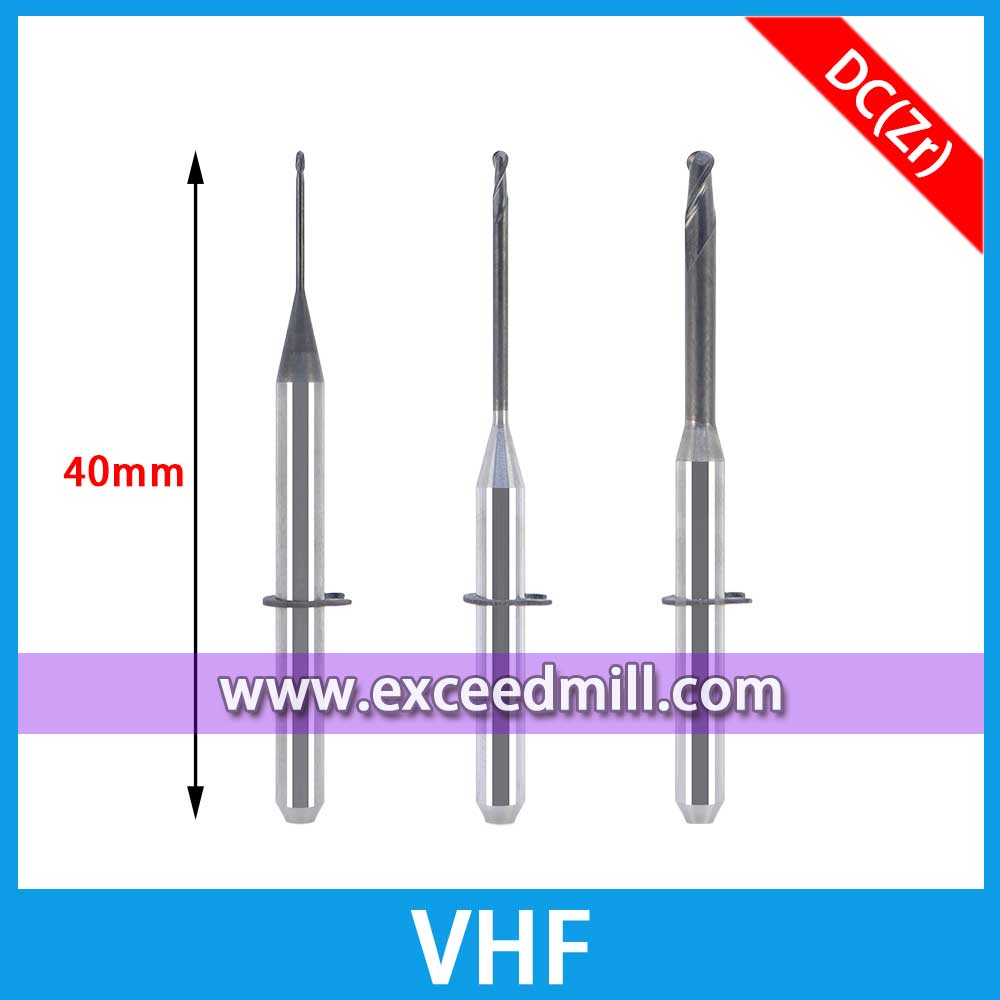 VHF CAD/CAM Tools 40mm Length with Diamond Coat Special for Milling Zi